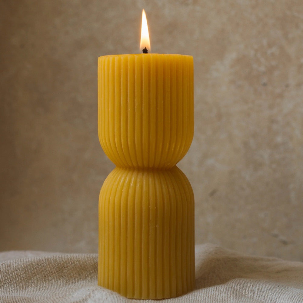 Goldrick's Artisan Beeswax Candles Pillar I Hourglass